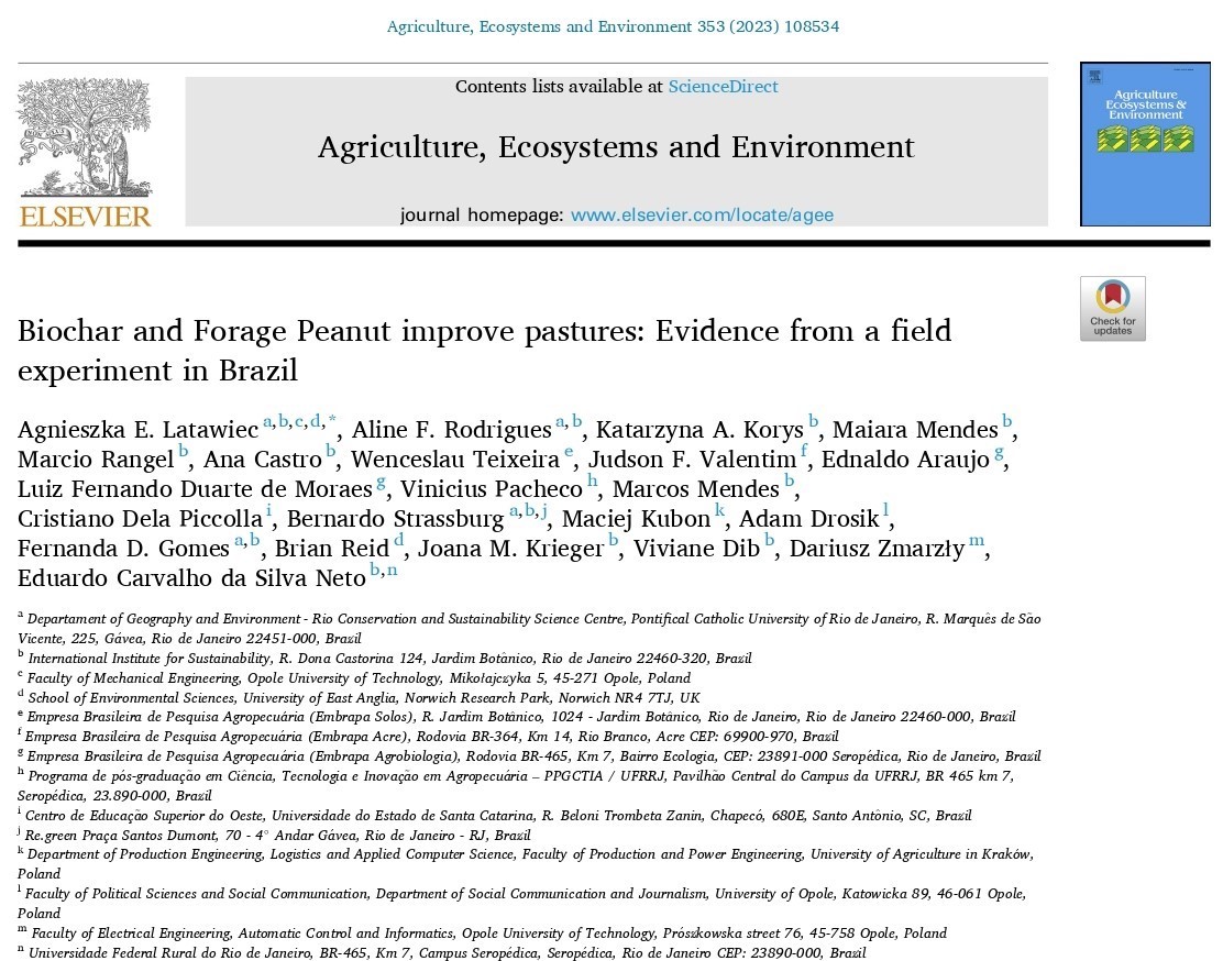 Agnieszka Latawiec, professora do Mestrado, publica artigo sobre biochar em conceituada revista ...